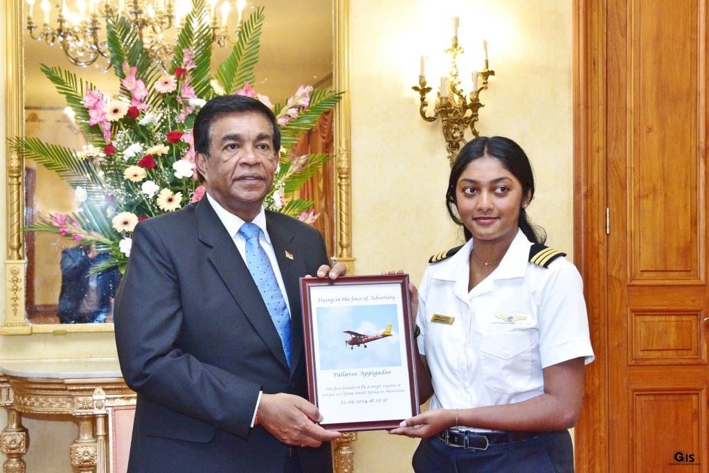 President Roopun receives first female pilot on a solo South Africa ...